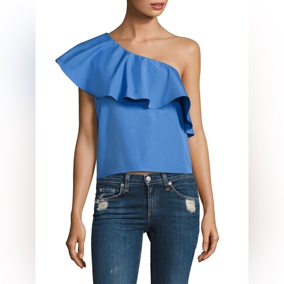 Alice + Olivia | Tops | Alice Olivia Calla Cornflower Blue One Shoulder ...